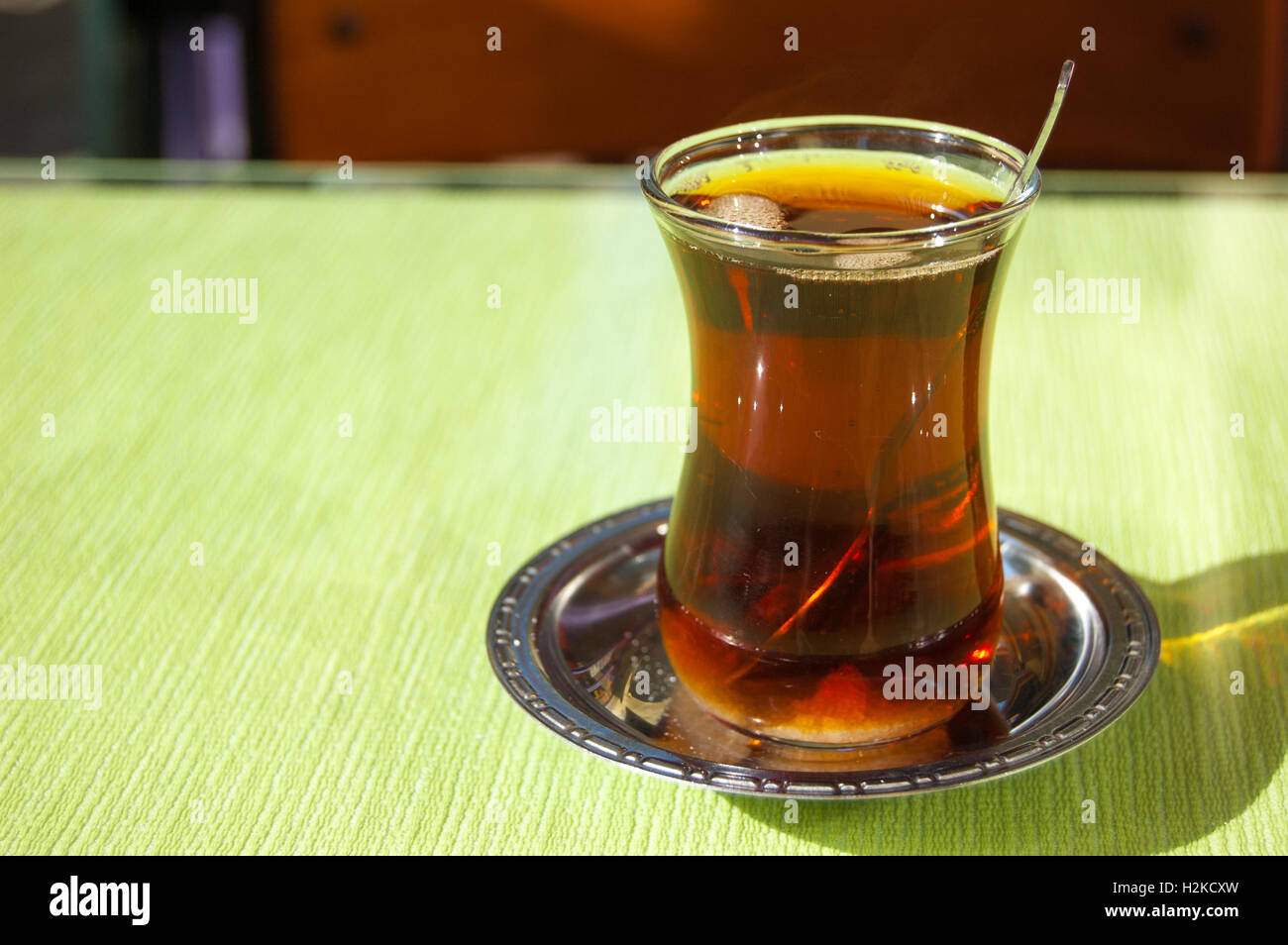 Glass cup of Turkish tea in traditional shapes. Tea in Turkey Stock ...