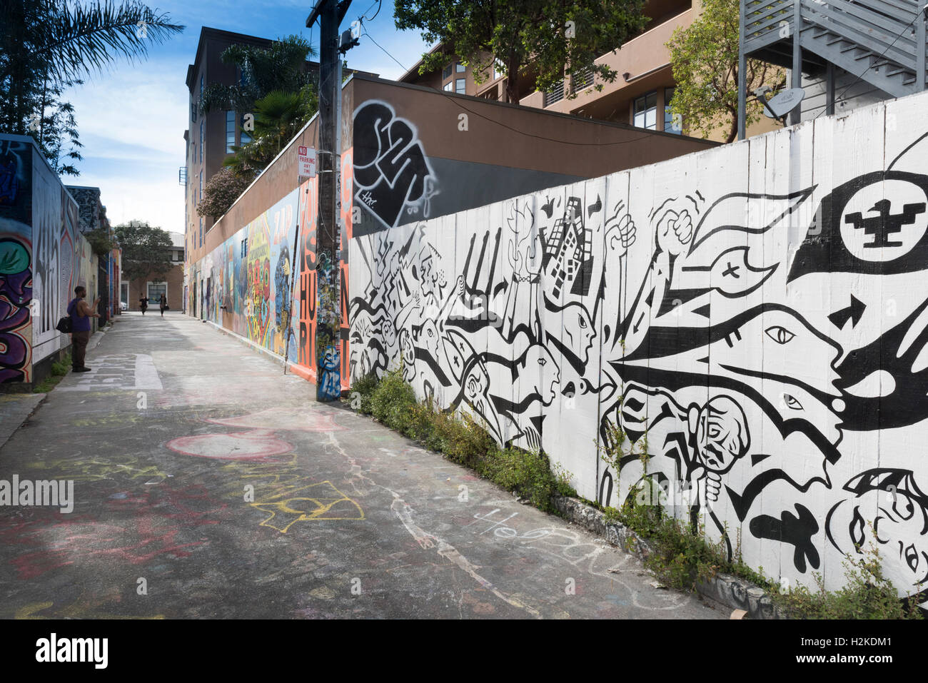 Murals and graffiti art on walls in Clarion Alley, in the Mission ...