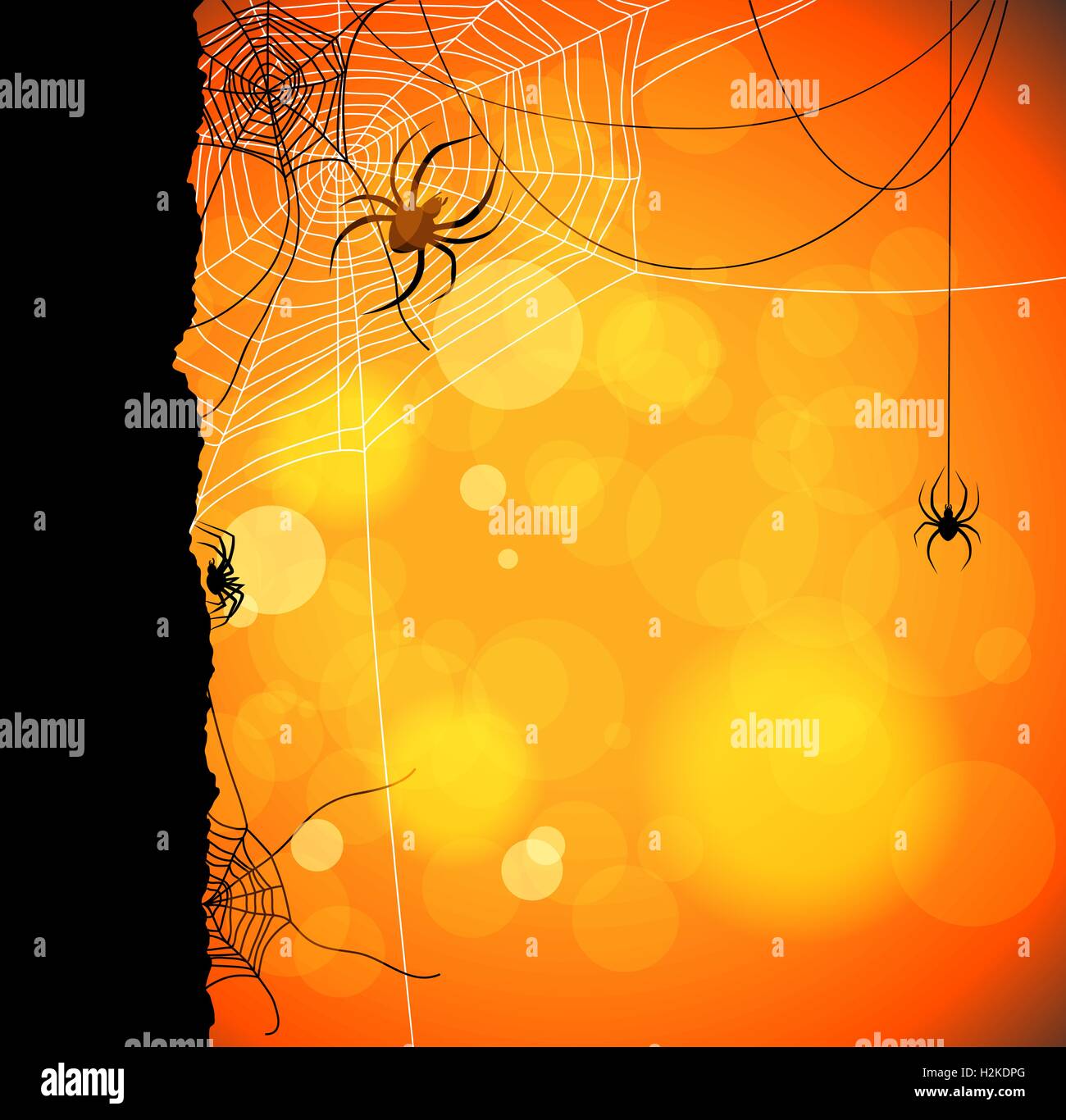Autumn orange background with spiders and web Stock Vector Image & Art ...