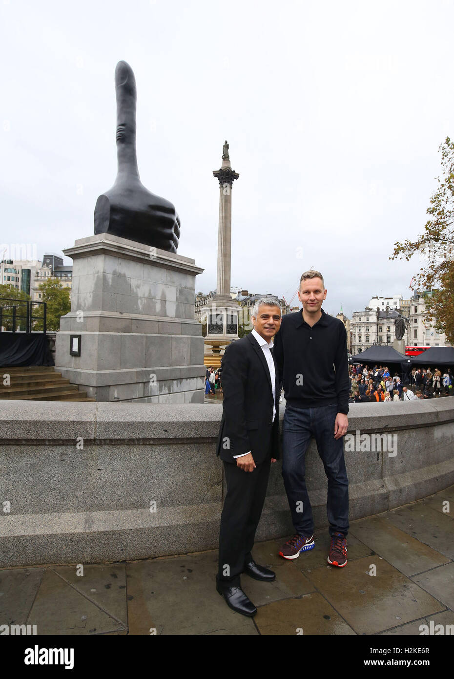 Mayor of London Sadiq Khan (left) with artist David Shrigley at the ...
