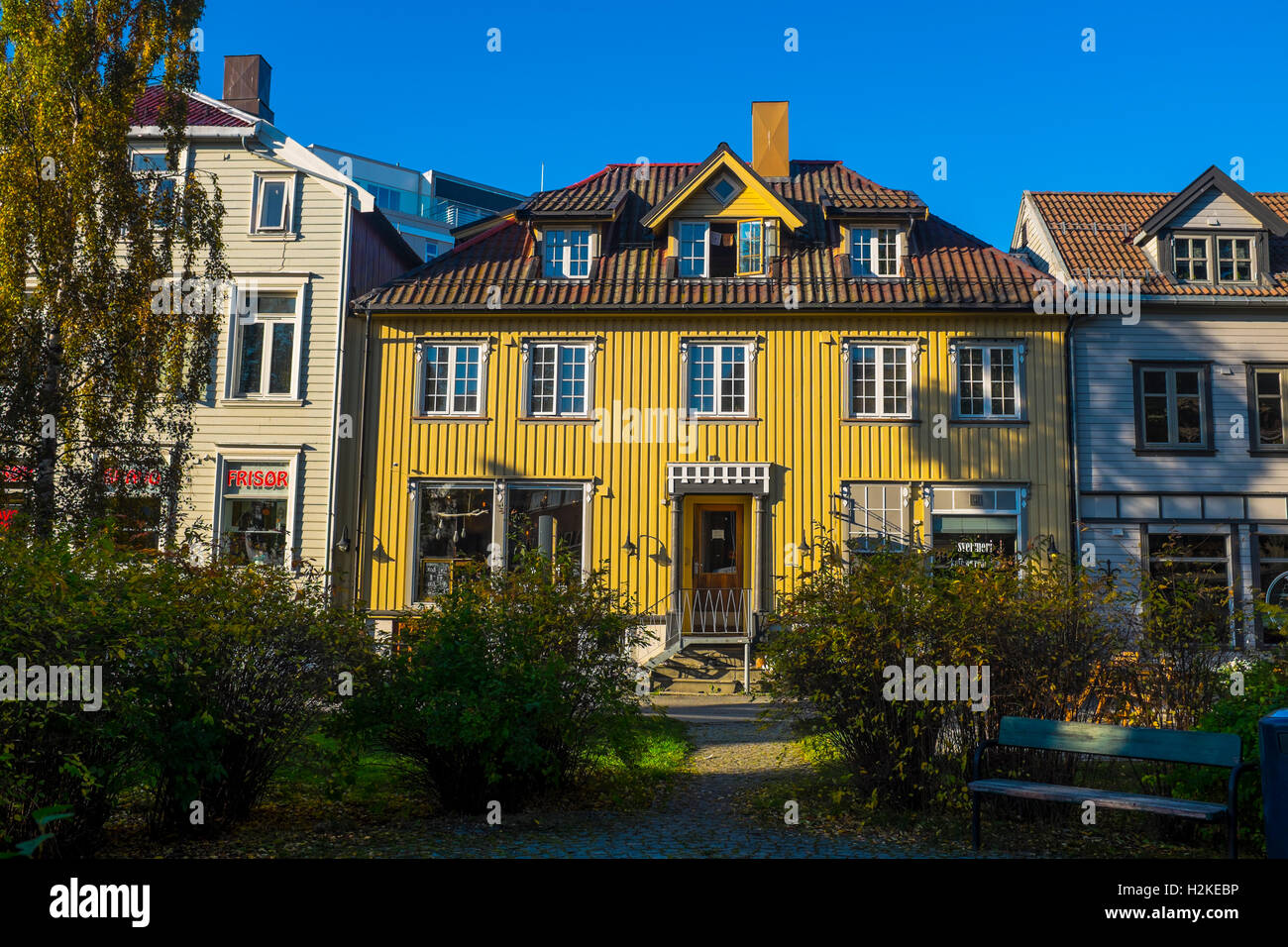 Wooden buildings on Skippergata, Tromso, Norway Stock Photo - Alamy