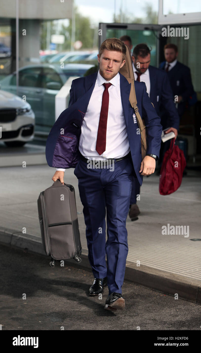 England's David Willey leaves the Sofitel Hotel, Heathrow Airport ahead ...