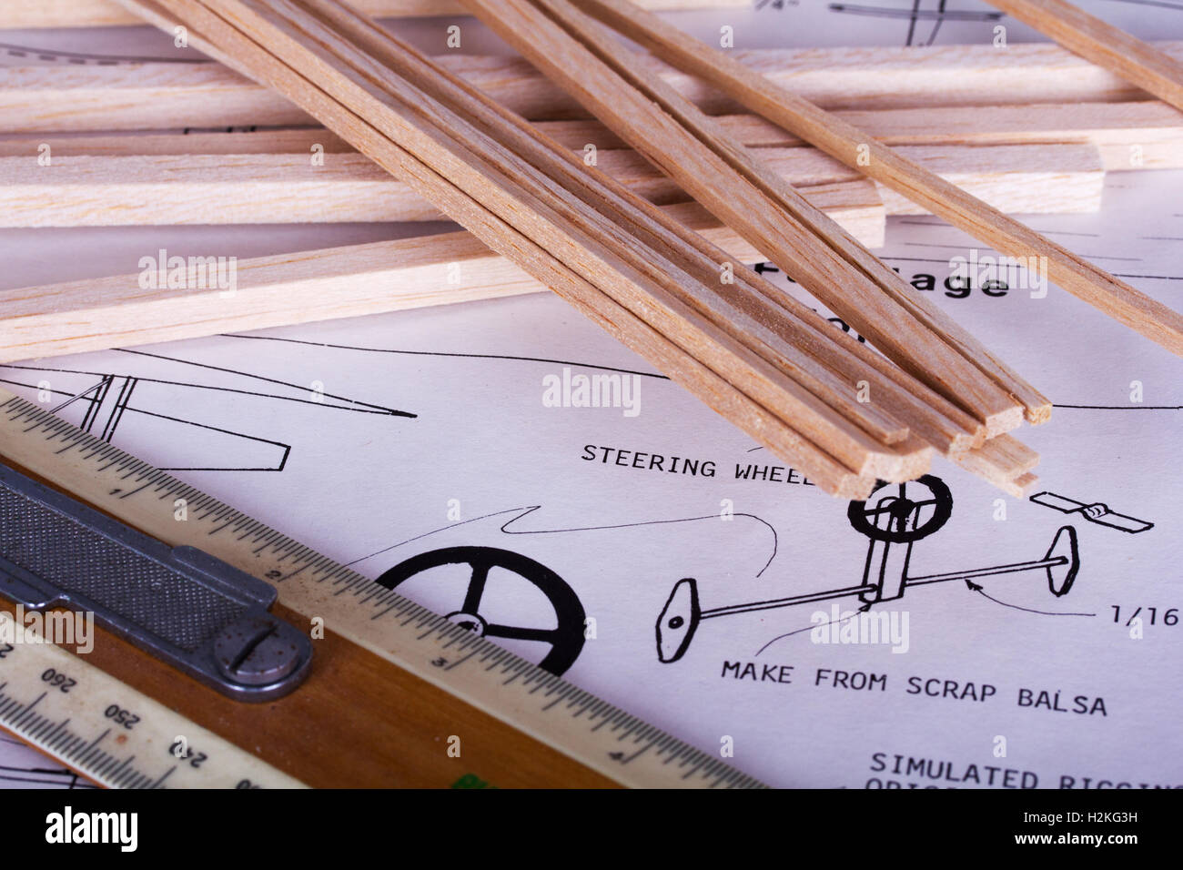 Making a model airplane from balsa wood with instructions Stock Photo ...