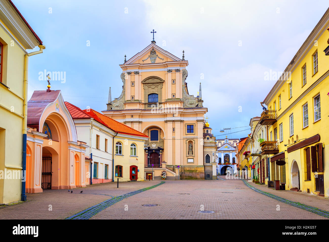 Pedestrian street in the old town of Vilnius, capital of Lithuania ...