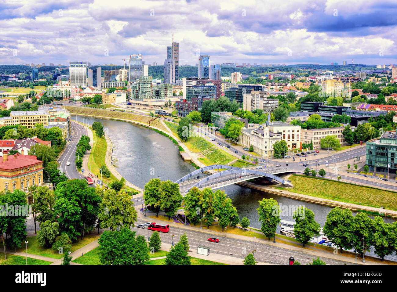The modern skyline of Financial Centre and Neris river, Vilnius ...