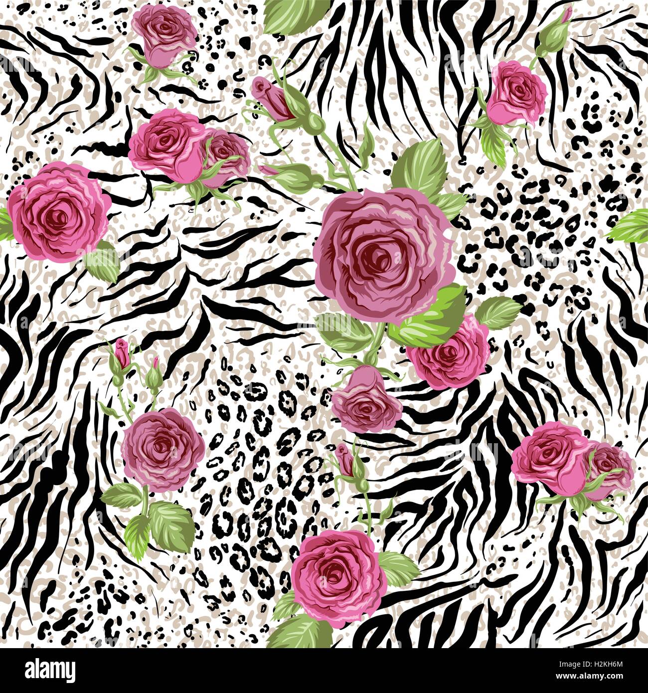 Animal skin and roses Stock Vector Image & Art - Alamy