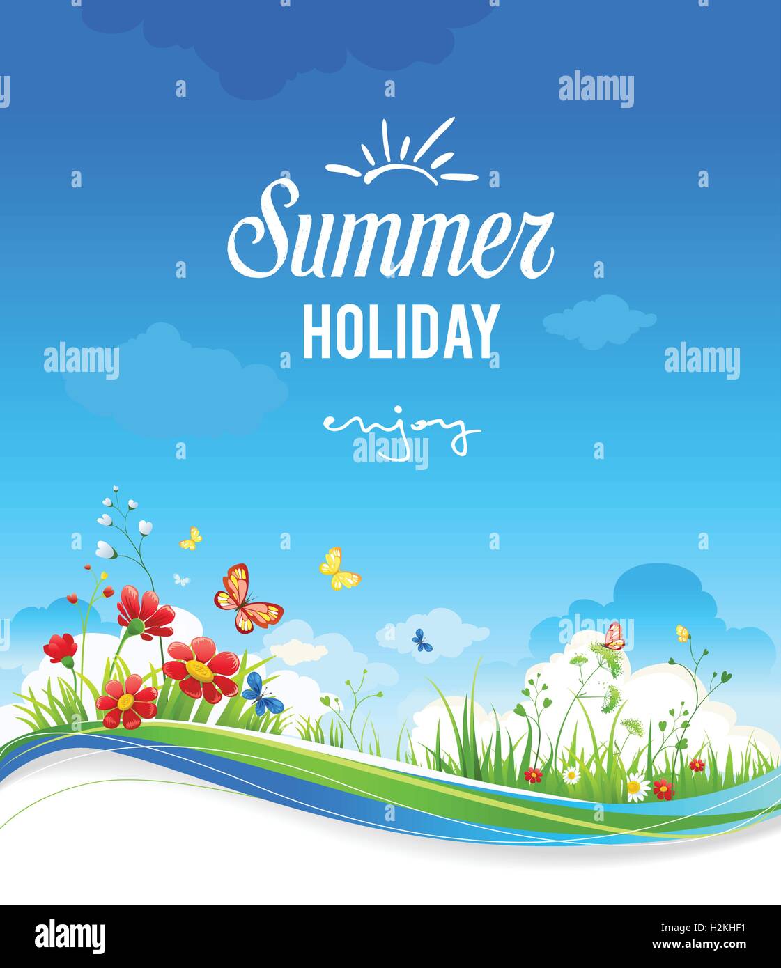 Beautiful summer scenery with flowers Stock Vector Image & Art - Alamy