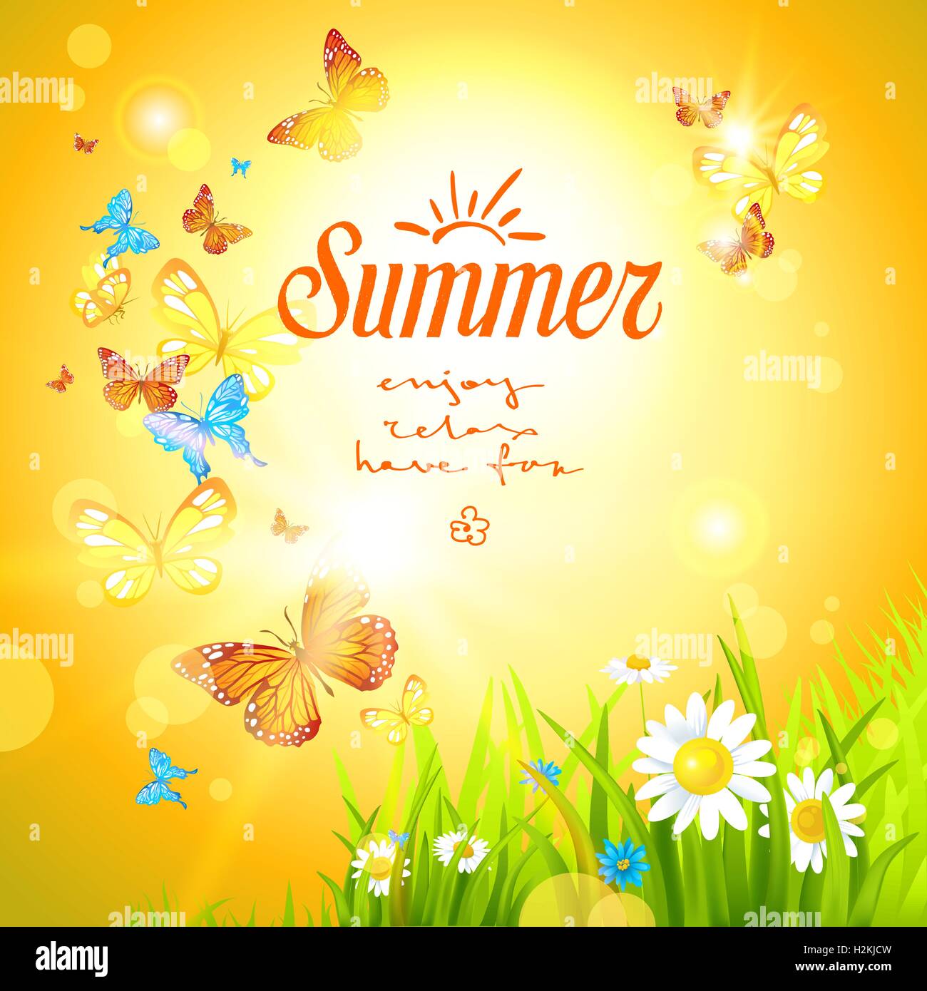 Positive summer background with sunshine Stock Vector Image & Art - Alamy