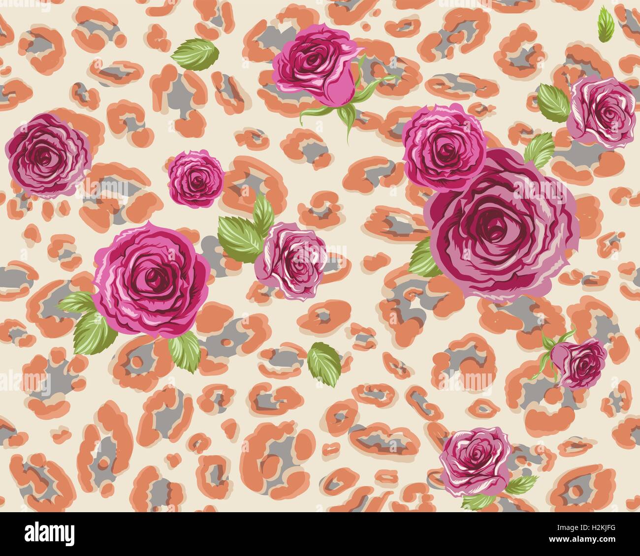 Rose and leopard pattern Stock Vector Image & Art - Alamy