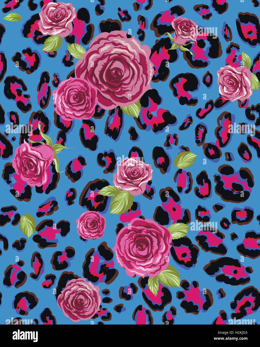 Roses on leopard seamless background Stock Vector Image & Art - Alamy