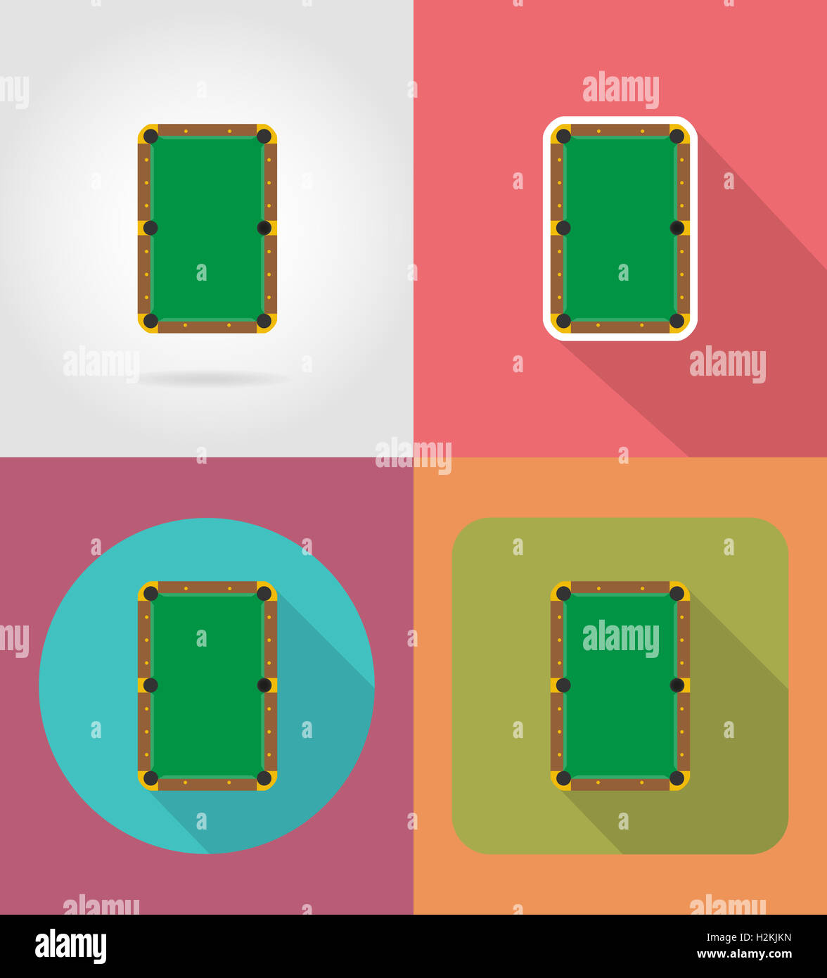 billiards table flat icons illustration isolated on background Stock Photo - Alamy