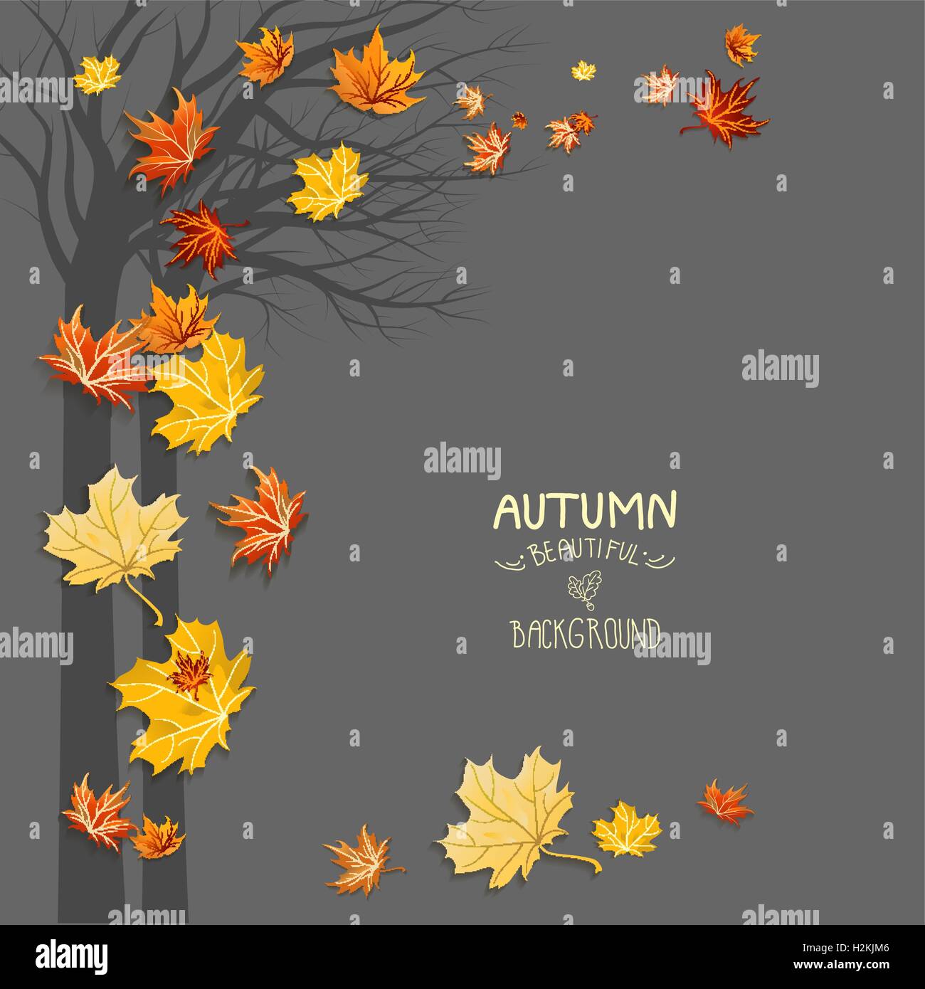 Silhouette of a tree and falling leaves Stock Vector Image & Art - Alamy