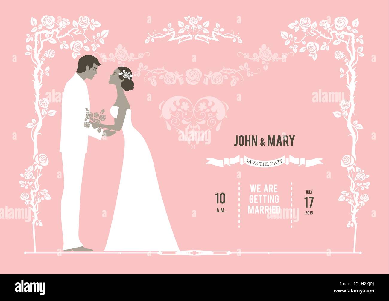 Wedding background with the bride and groom Stock Vector Image & Art ...
