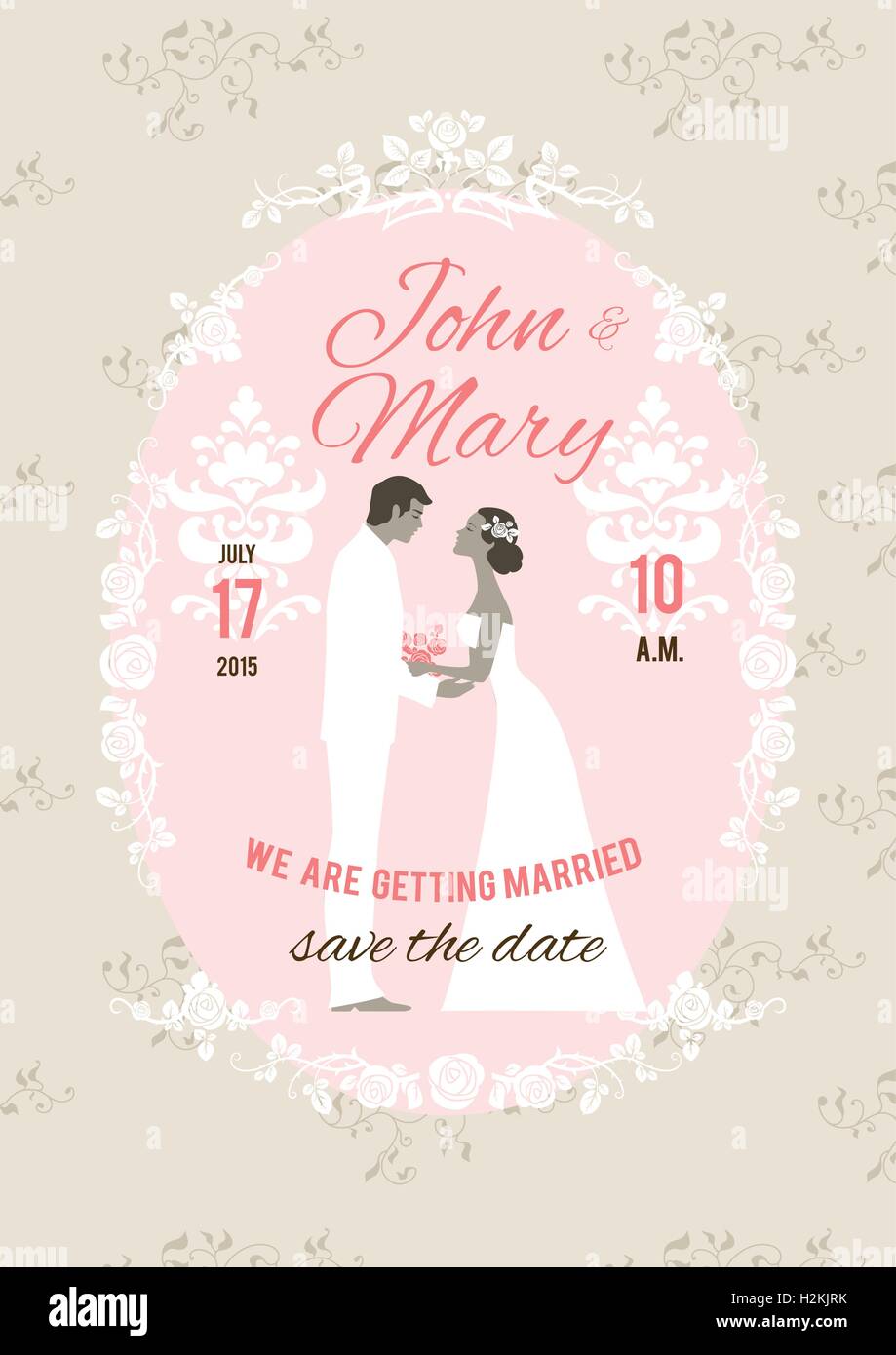 wedding card with the bride and groom Stock Vector Image & Art - Alamy