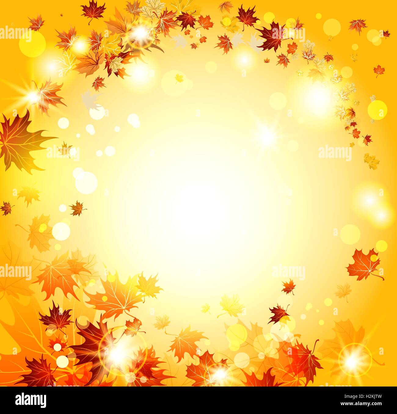 Yellow background with fly leaves Stock Vector Image & Art - Alamy