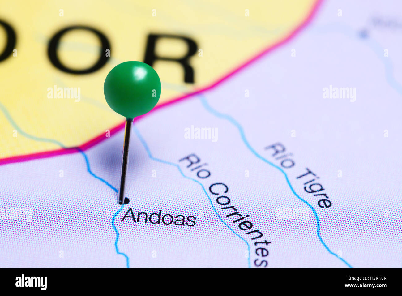Andoas pinned on a map of Peru Stock Photo - Alamy