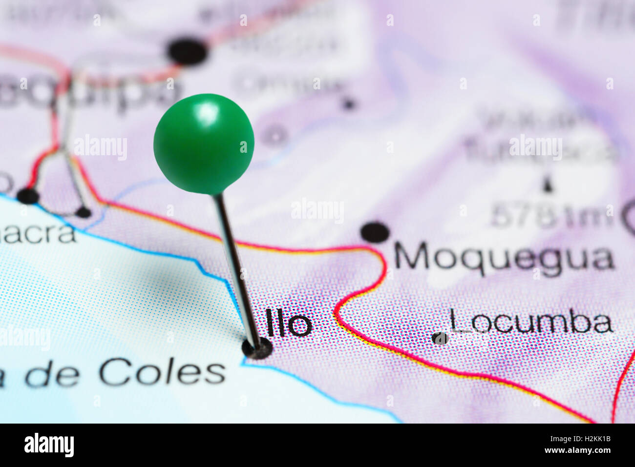 Ilo pinned on a map of Peru Stock Photo - Alamy