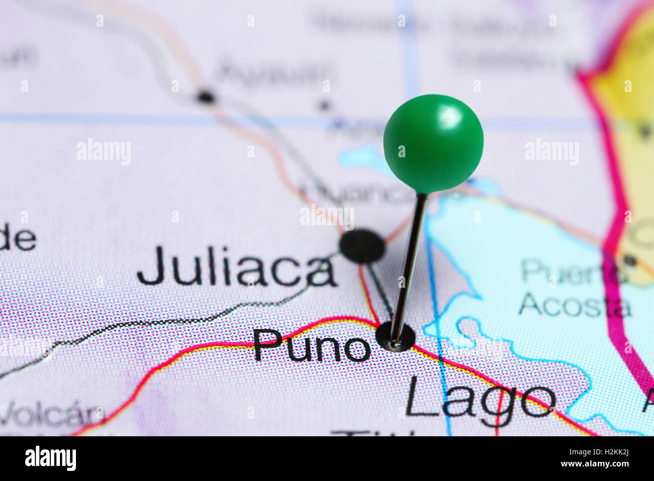 Puno pinned on a map of Peru Stock Photo - Alamy