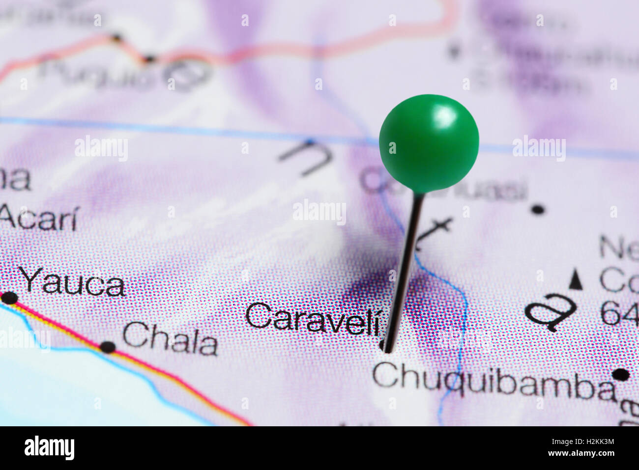 Caraveli pinned on a map of Peru Stock Photo - Alamy