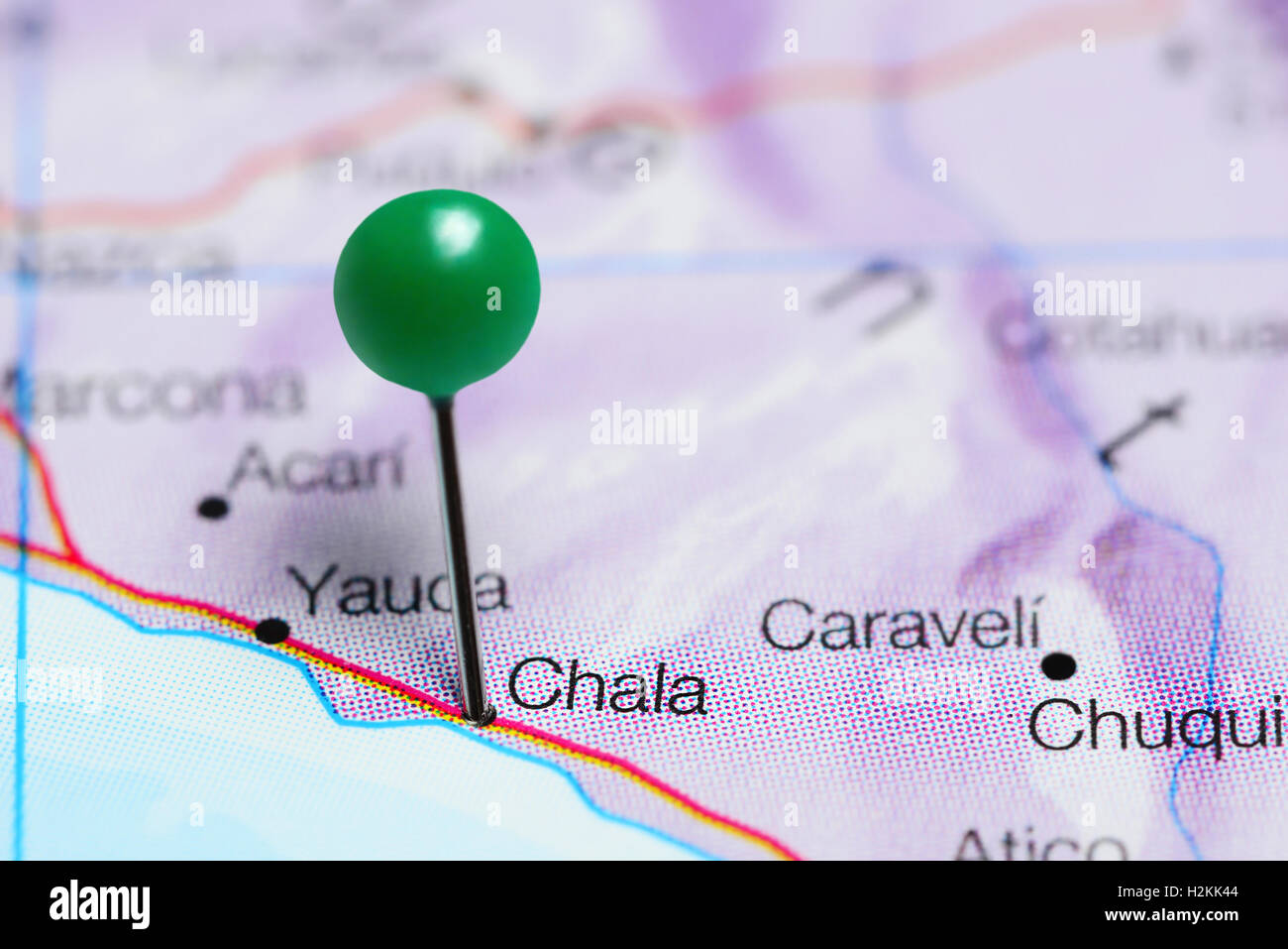 Chala pinned on a map of Peru Stock Photo - Alamy