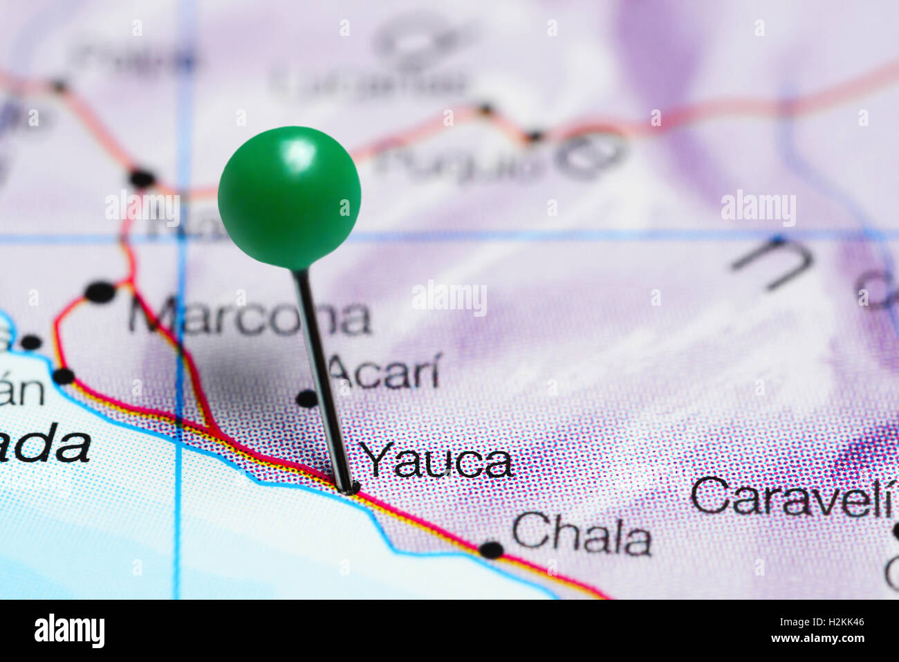 Yauca pinned on a map of Peru Stock Photo - Alamy