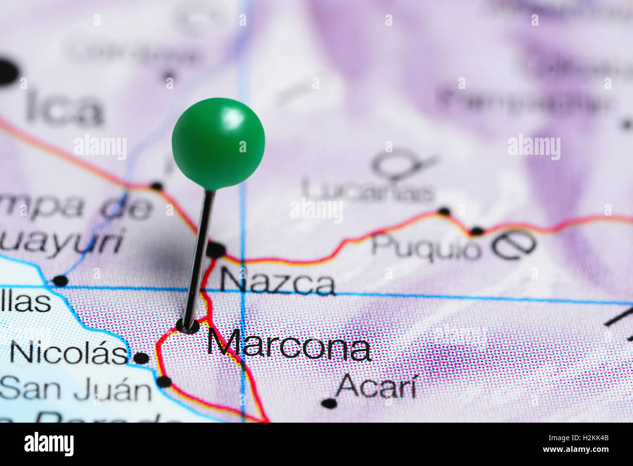 Marcona pinned on a map of Peru Stock Photo - Alamy