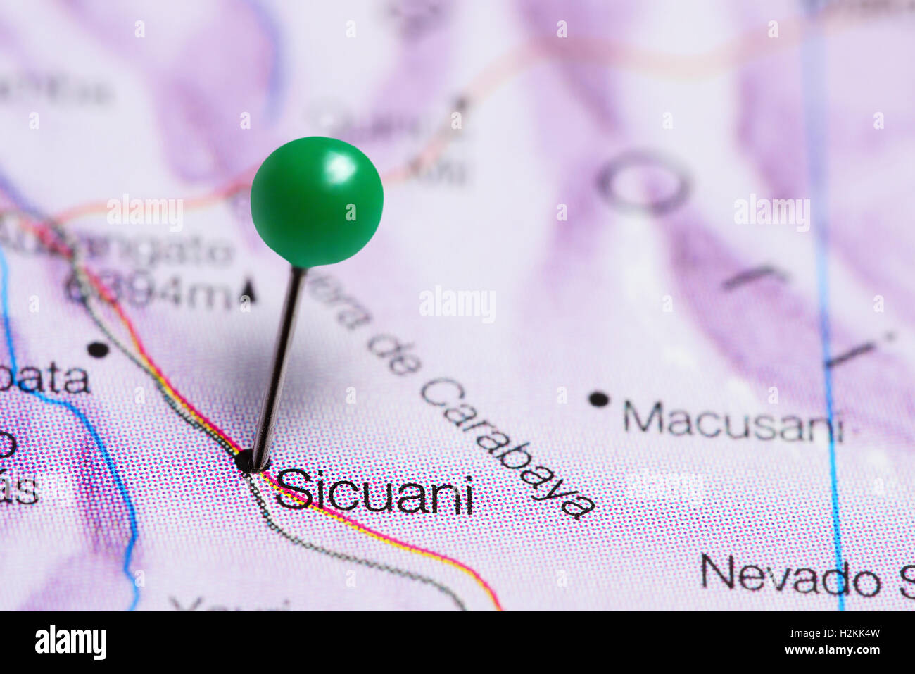 Sicuani pinned on a map of Peru Stock Photo - Alamy