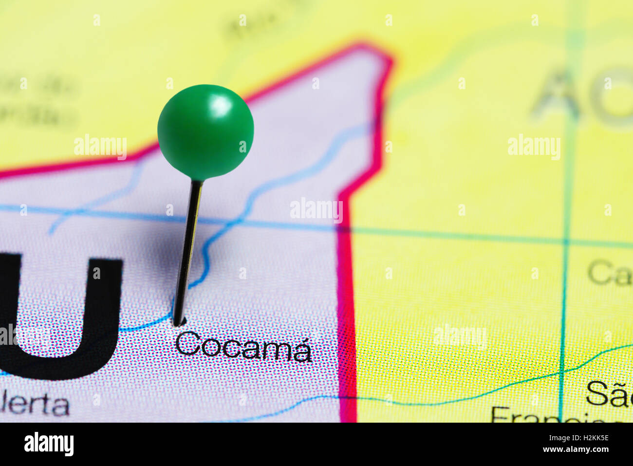 Cocama pinned on a map of Peru Stock Photo - Alamy