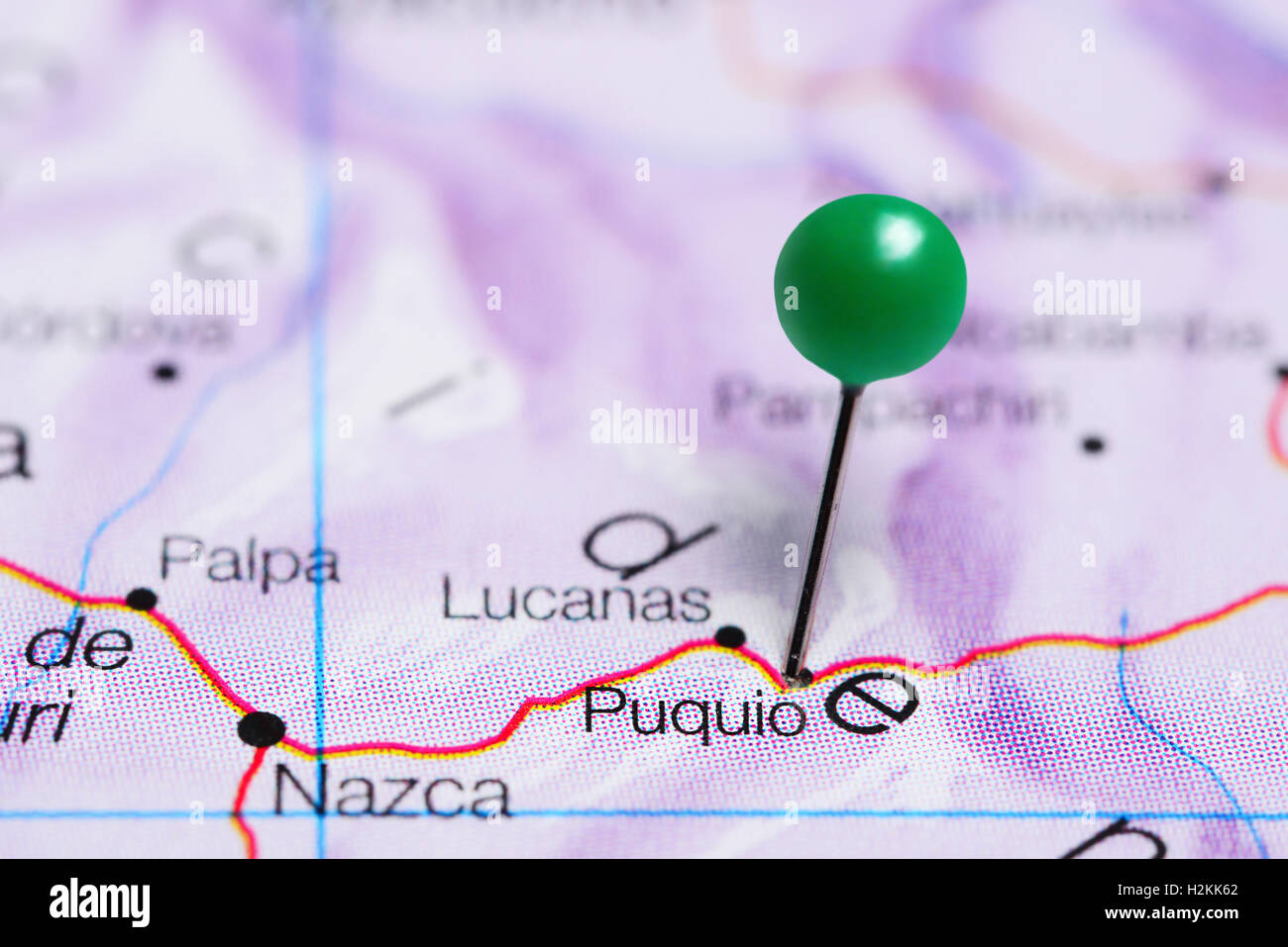 Puquio pinned on a map of Peru Stock Photo - Alamy