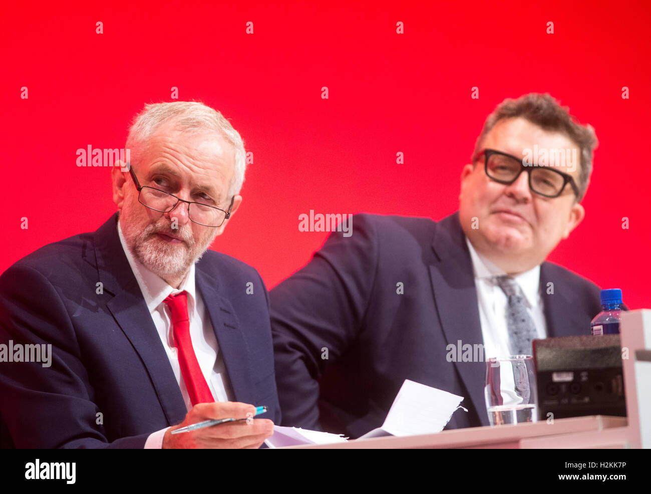 Labour leader Jeremy Corbyn and Deputy leader,Tom Watson at the Labour ...