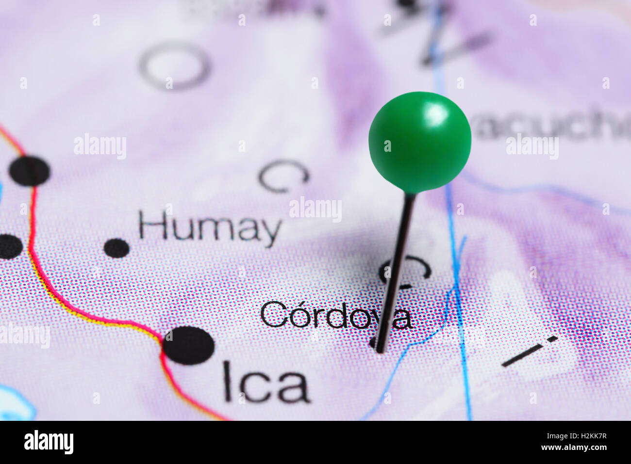 Cordova pinned on a map of Peru Stock Photo - Alamy
