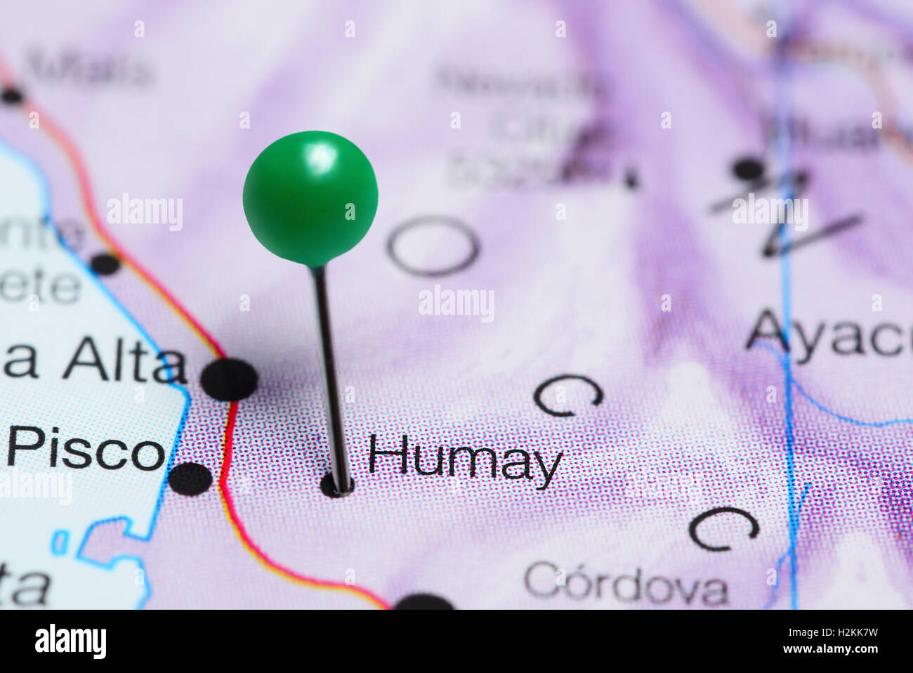 Humay pinned on a map of Peru Stock Photo - Alamy