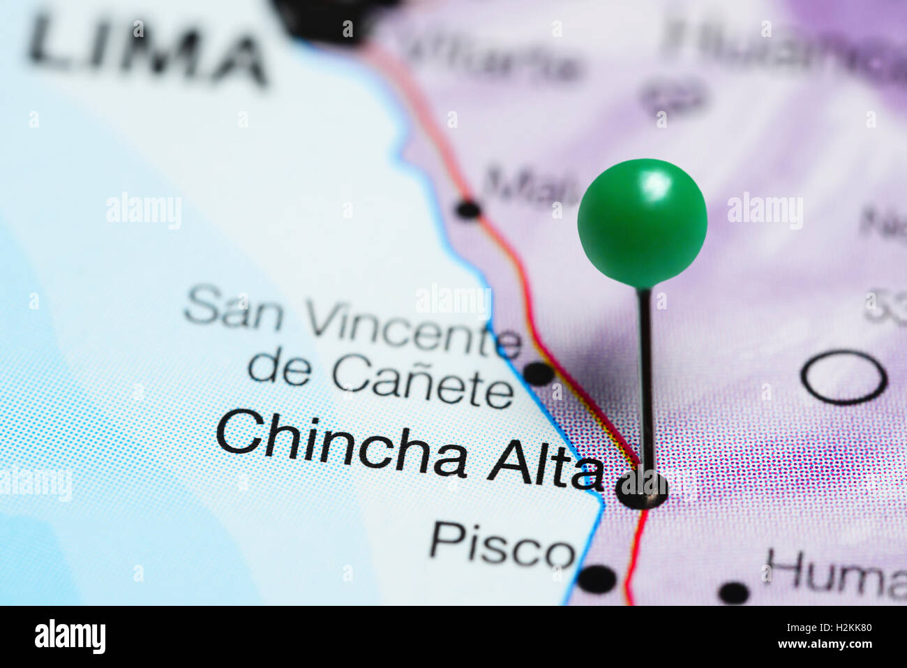 Chincha Alta pinned on a map of Peru Stock Photo - Alamy