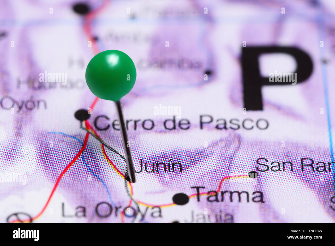 Junin pinned on a map of Peru Stock Photo - Alamy