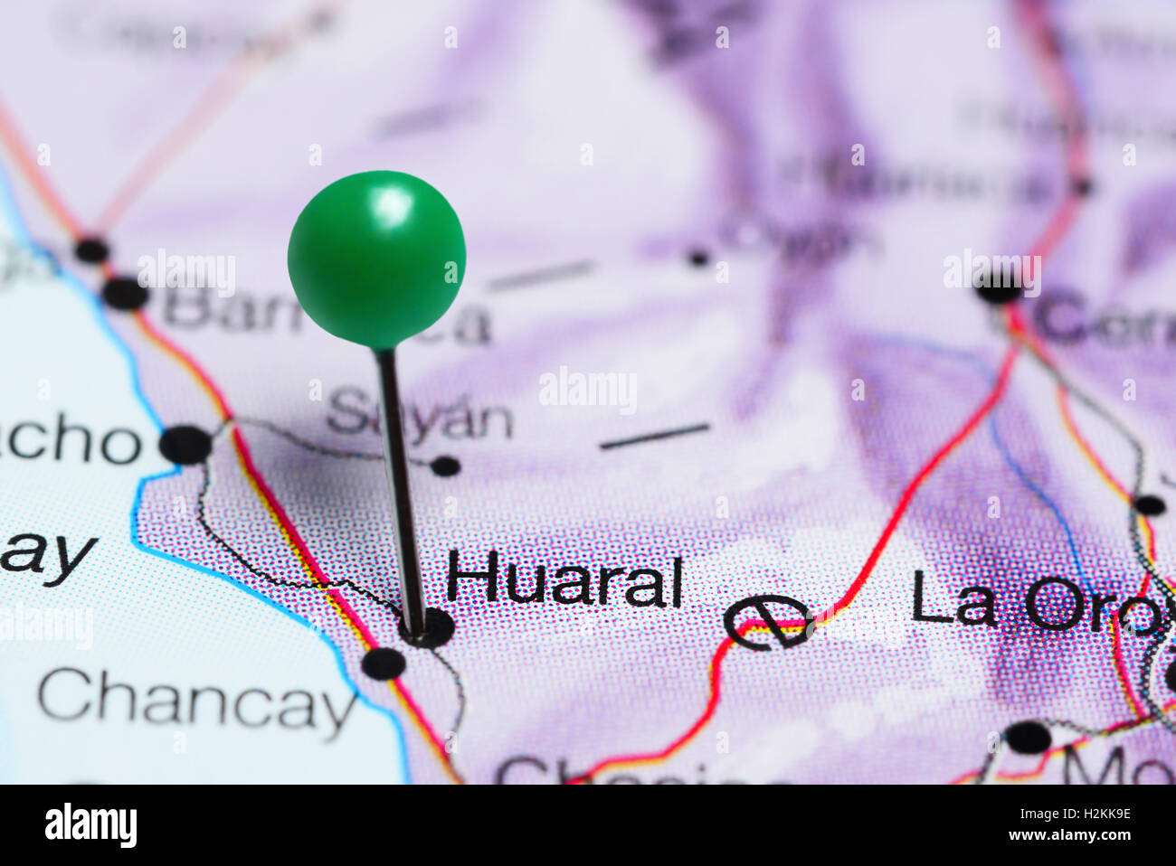 Huaral pinned on a map of Peru Stock Photo - Alamy