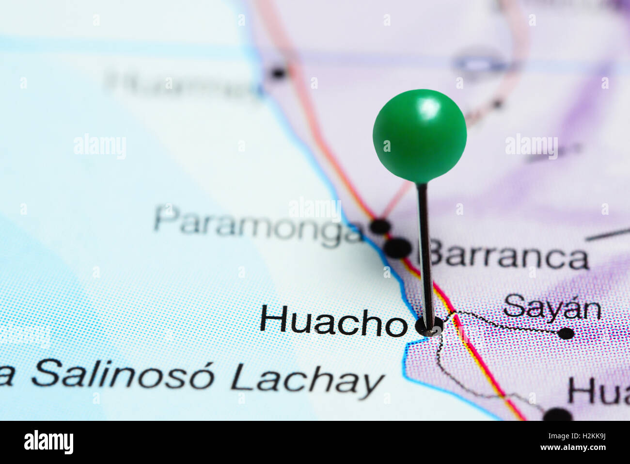 Huacho pinned on a map of Peru Stock Photo - Alamy
