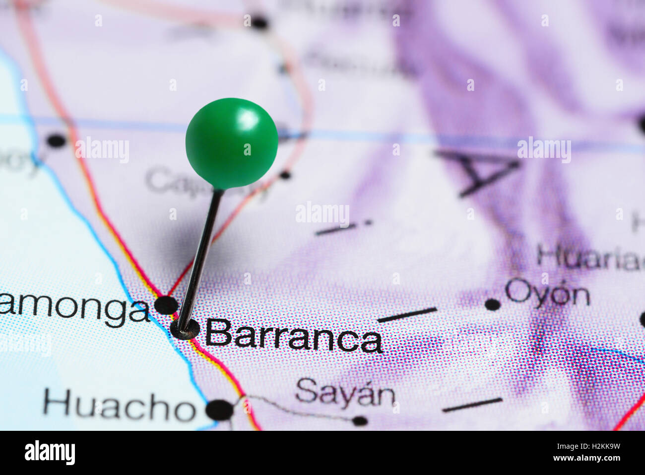 Barranca pinned on a map of Peru Stock Photo - Alamy