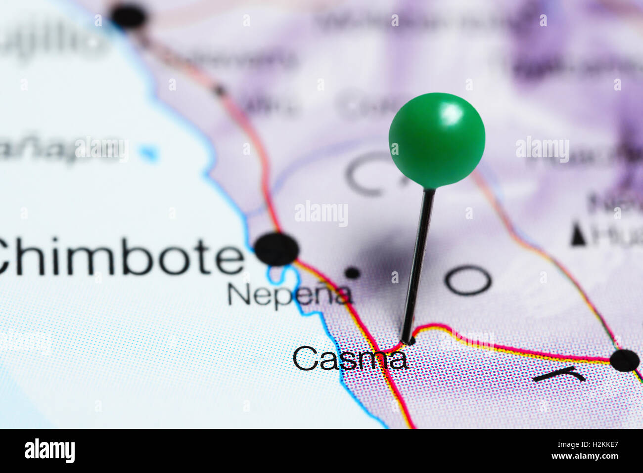 Casma pinned on a map of Peru Stock Photo - Alamy