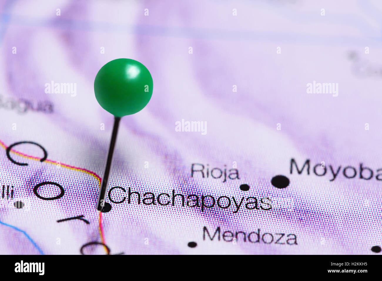 Chachapoyas pinned on a map of Peru Stock Photo - Alamy