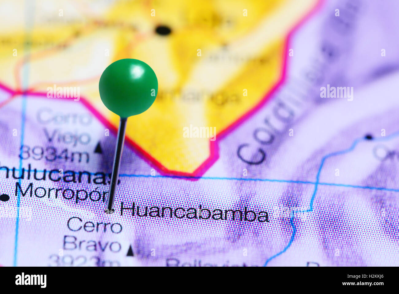 Huancabamba pinned on a map of Peru Stock Photo - Alamy
