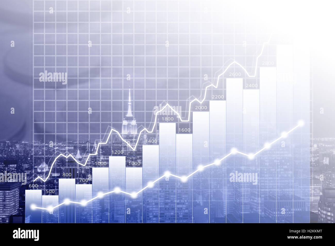 Modern Business/Finance Chart Overlaid on International Currency and ...