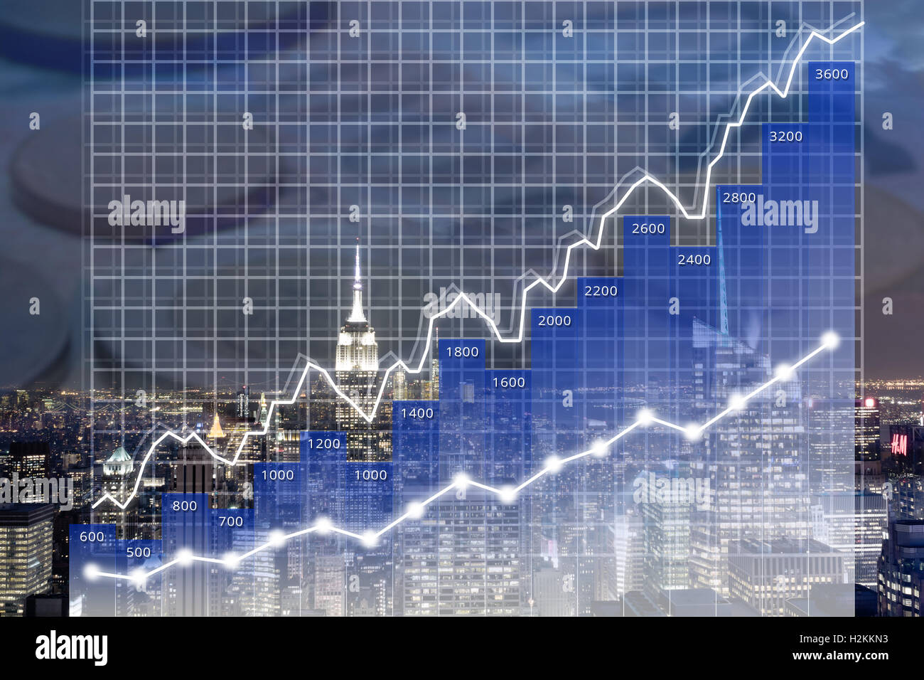Modern Business/Finance Chart Overlaid on International Currency and ...