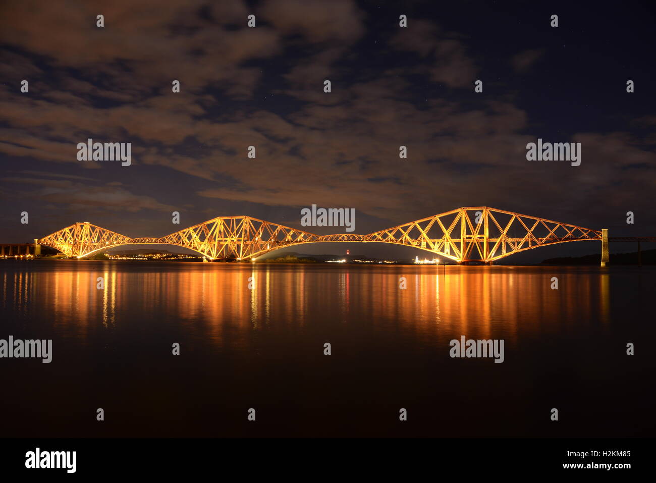 The Forth Bridge at night Stock Photo - Alamy