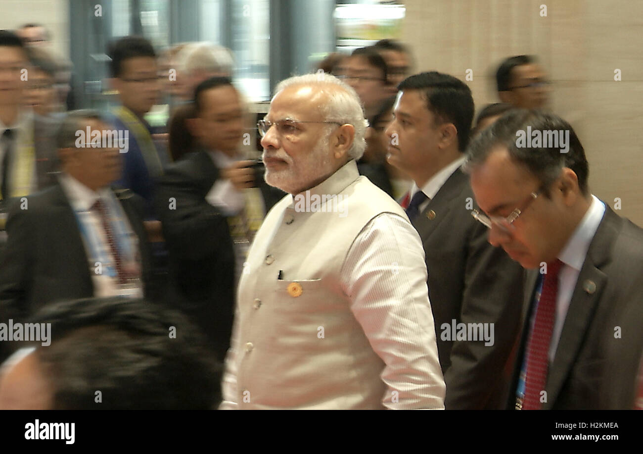 Narendra Modi, Prime Minister of India arrives at the Association of Southeast Asian Nations ...