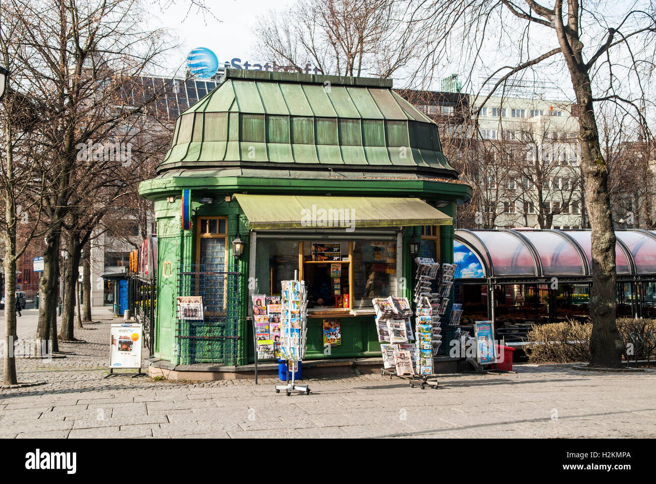 Karl Johan street kiosk Oslo Norway Stock Photo - Alamy