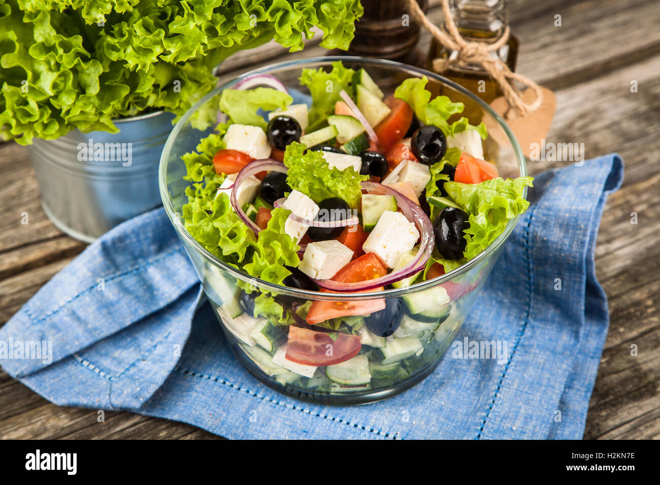Delicious greek salad Stock Photo - Alamy