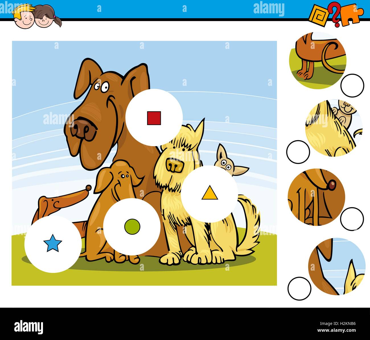 Cartoon Illustration of Educational Match the Elements Activity for ...