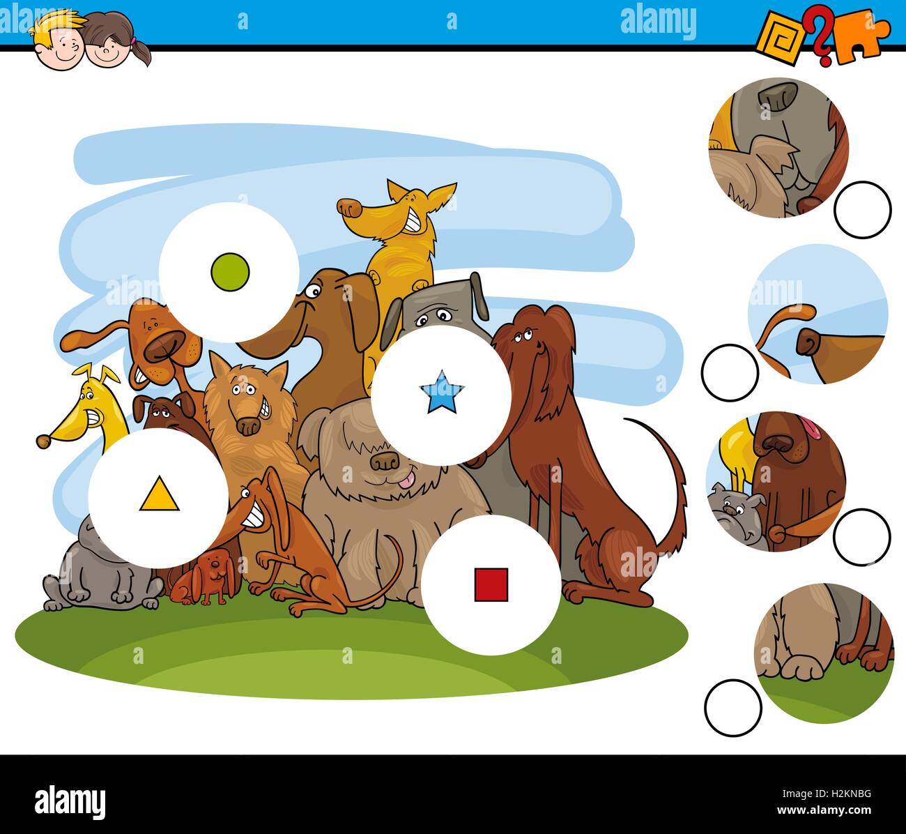 Cartoon Illustration of Educational Match the Elements Activity Game ...