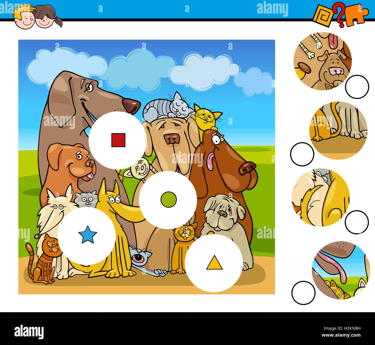 Cartoon Illustration of Educational Match the Elements Activity Task ...