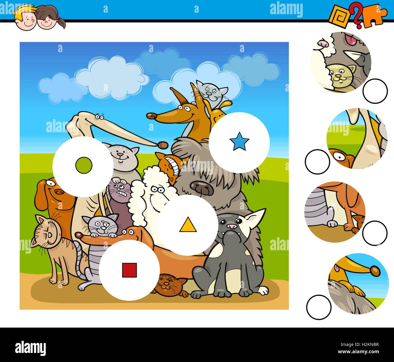 Cartoon Illustration of Educational Match the Elements Game for ...